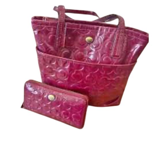 Coach | Bags | Coach Passion Berry Peyton Embossed Patent Leather Tote ...